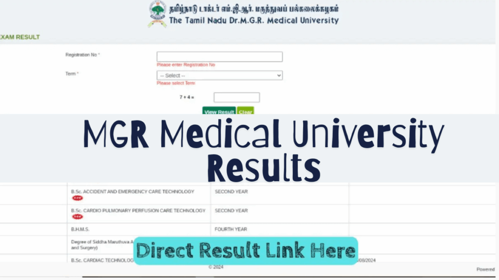 Dr MGR Medical University Result 2026 OUT at tnmgrmu.ac.in; Direct Link ...