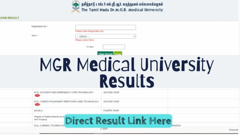 Dr MGR Medical University Result 2026 OUT at tnmgrmu.ac.in; Direct Link ...